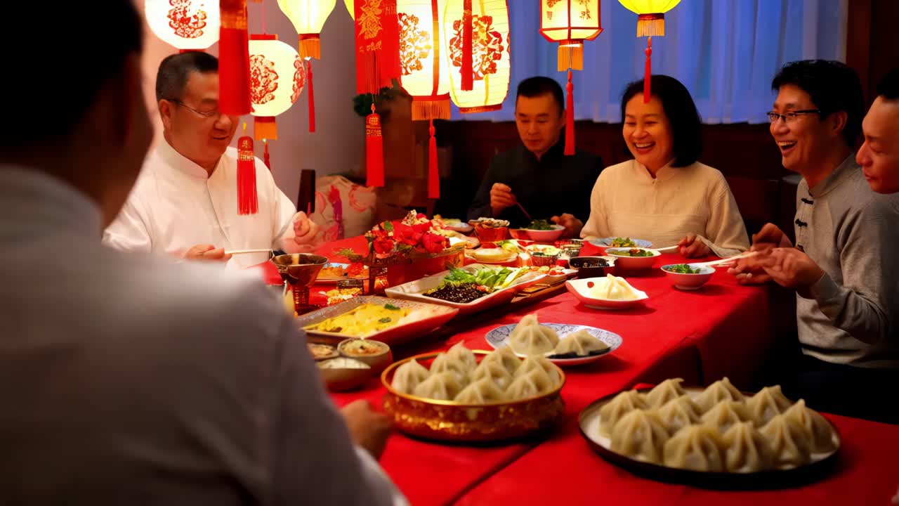 Chinese Family Dinner Celebration | Premium Stock Video Footage