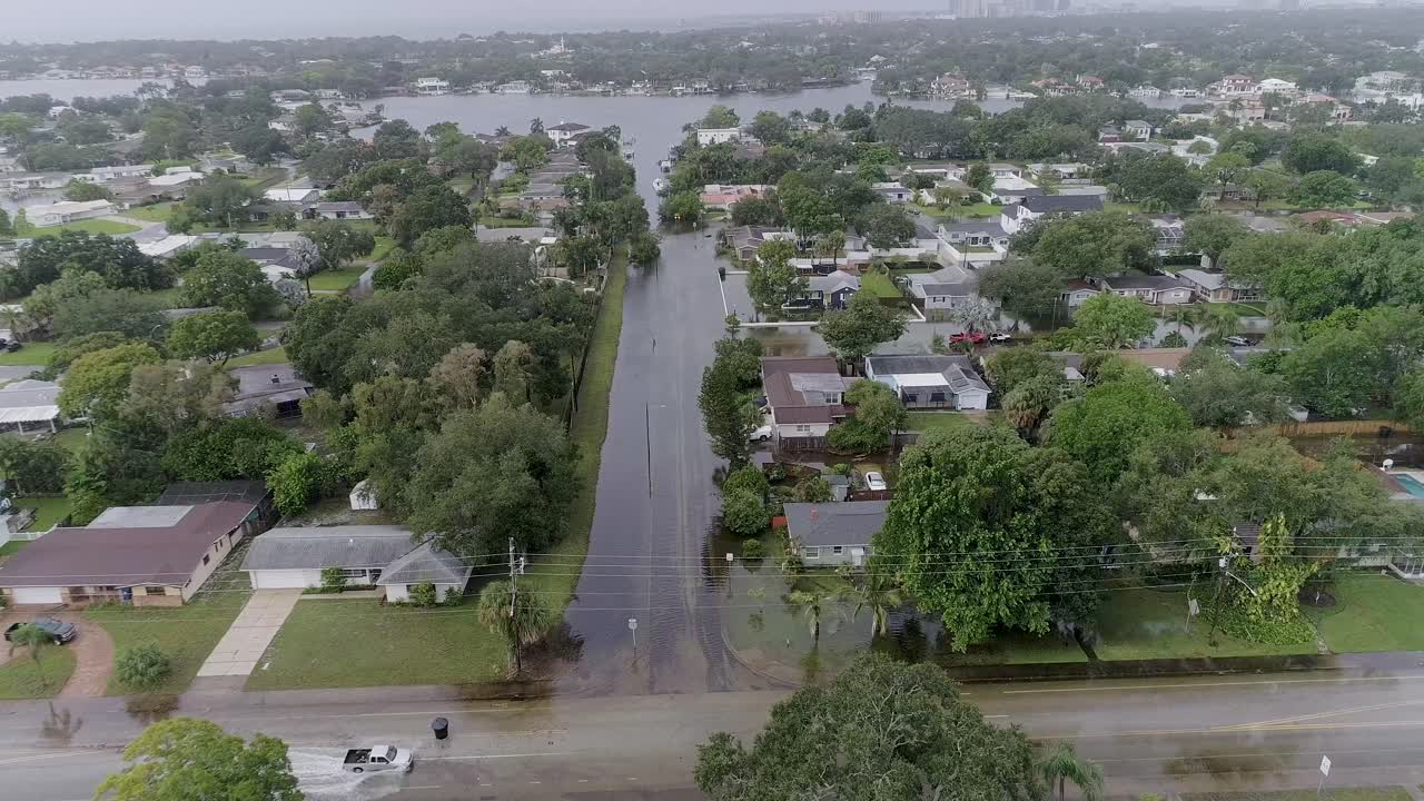 Premium stock video - 4k drone video of flooding caused by storm surge ...
