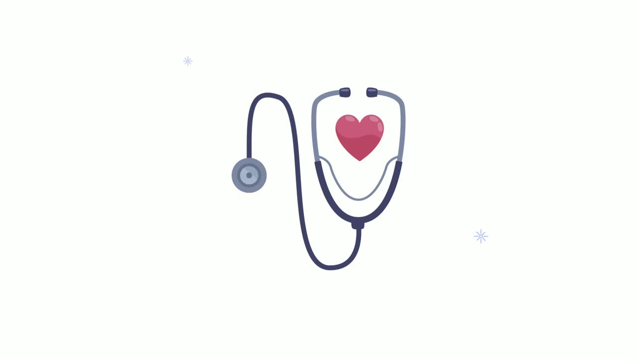 Medical stethoscope with heart animation | Premium Stock Video Footage