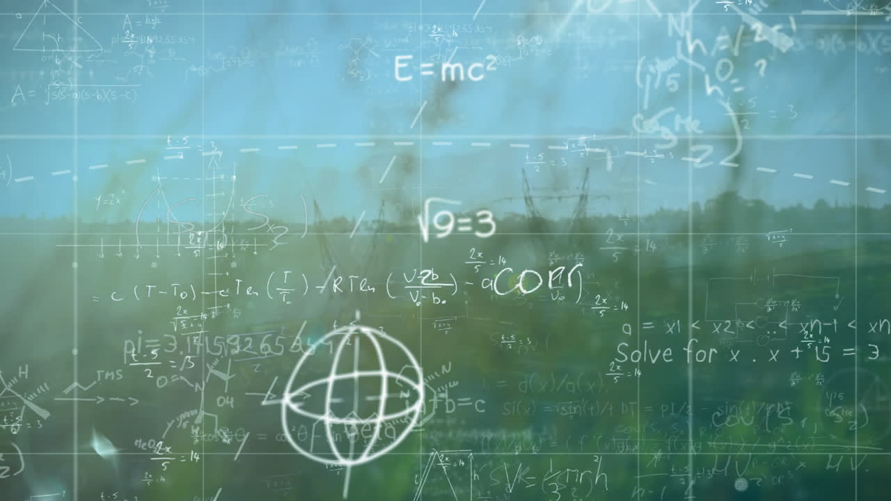 mathematical equations and formulas animation over nature background | freepik