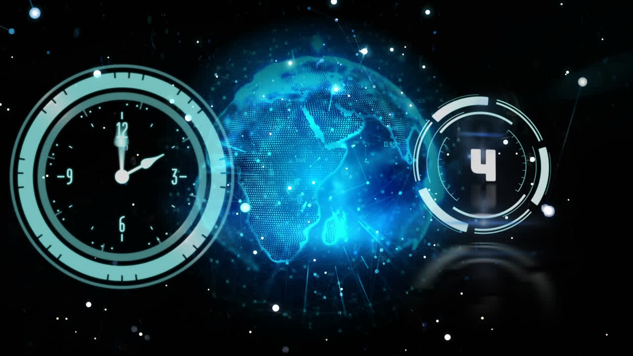Premium stock video - Countdown, clock and globe spinning