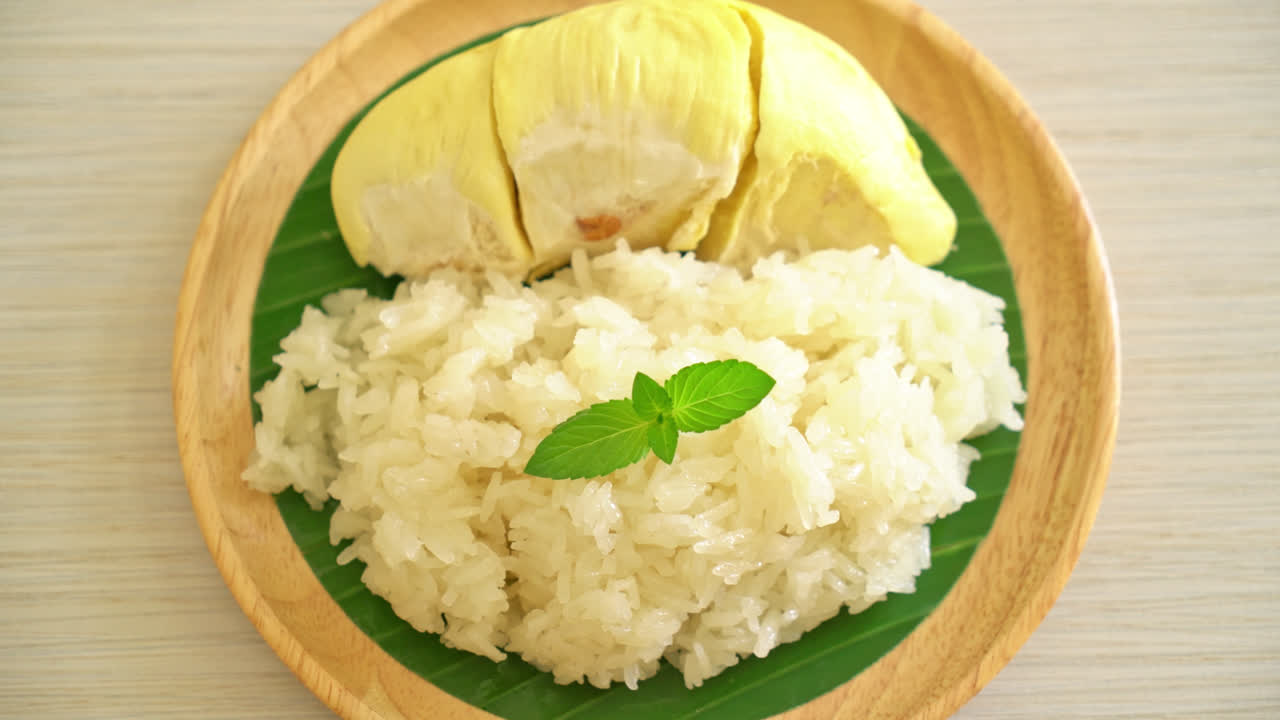 Durian With Sticky Rice - Sweet Durian Peel With Yellow Bean, Ripe ...