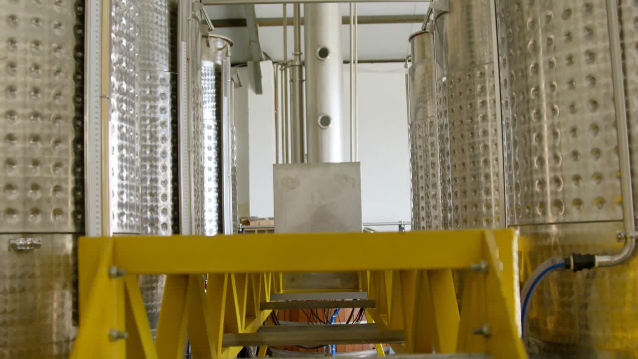 Distillation tanks in factory 4k Premium Stock Video Footage