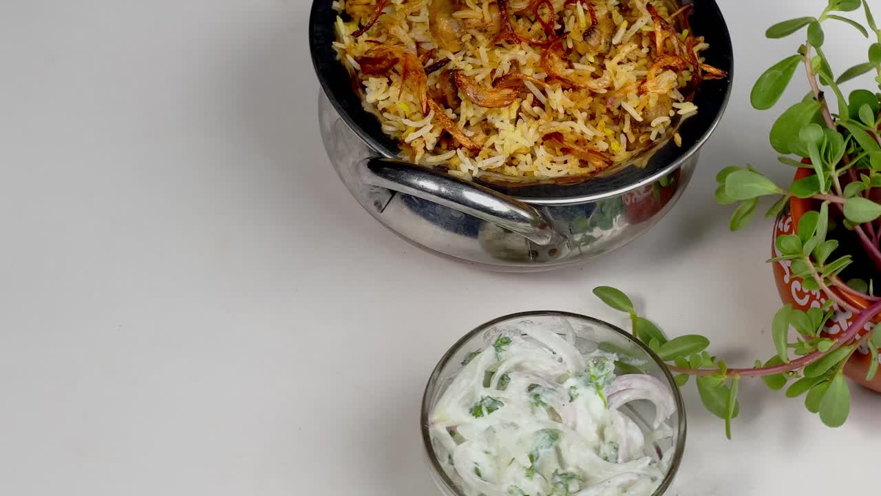 Premium stock video - Closeup view of basmati rice pulao or pulav with ...