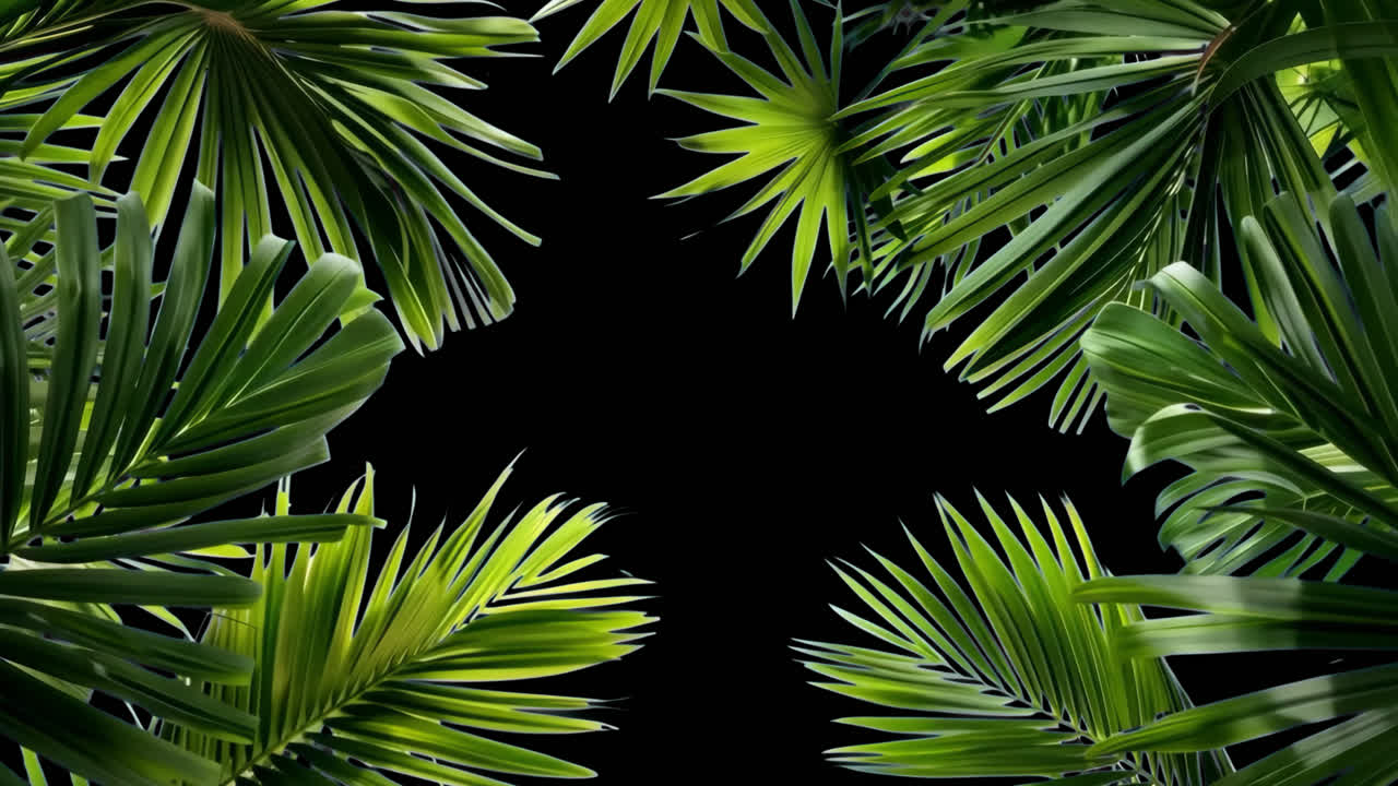 Green leaf border frame animated overlay, transparent 4K video, alpha ...