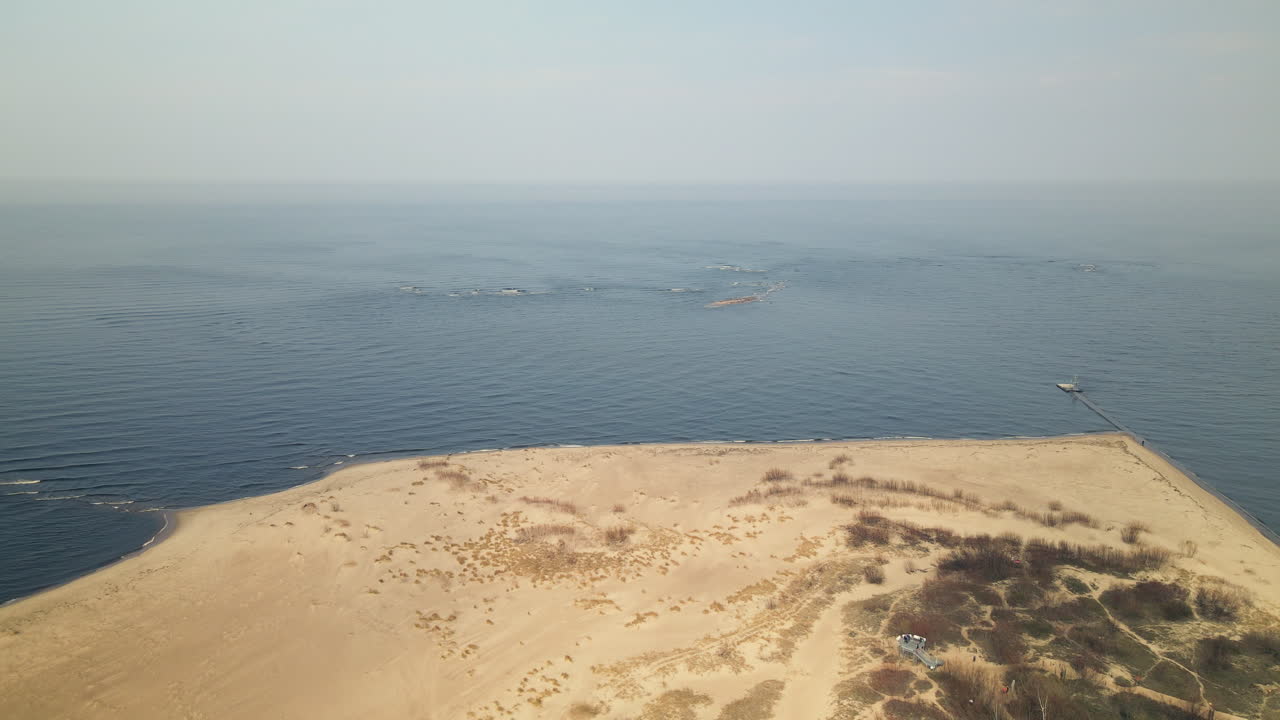 Aerial Flyover Sandy Reserve Nature Area Named Mewia Lacha In Poland ...