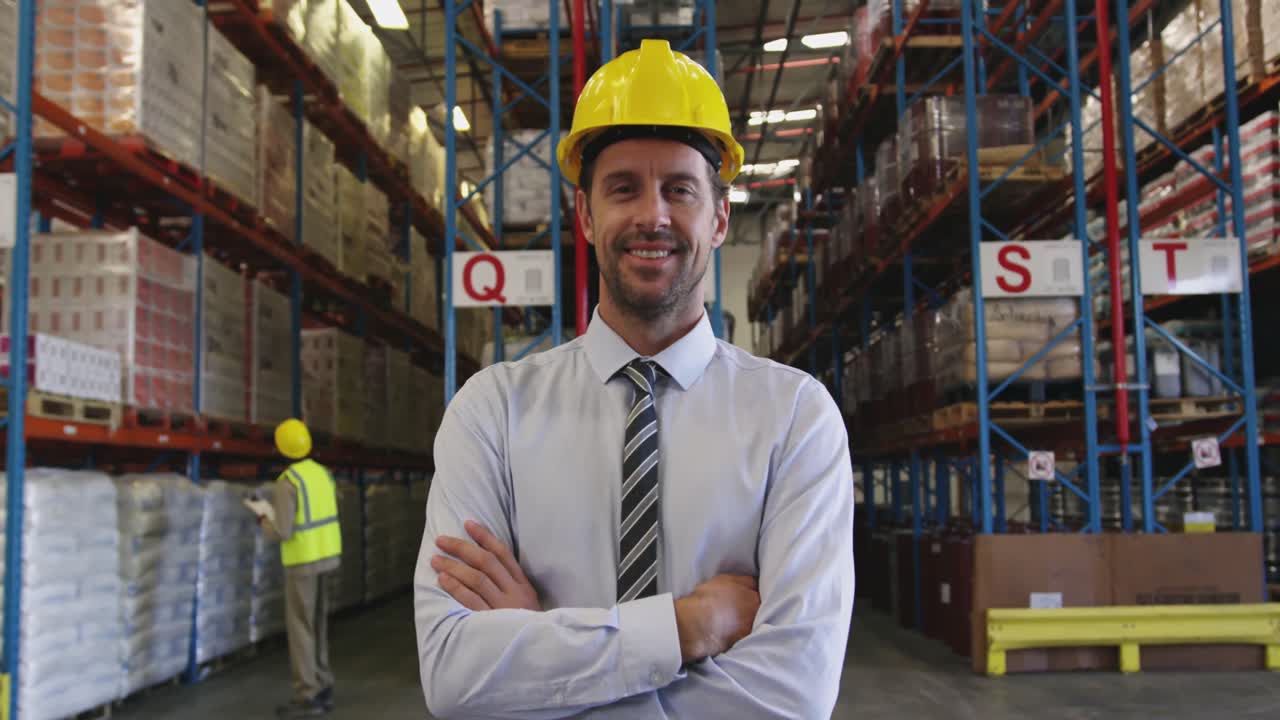 Premium stock video - Portrait of a male warehouse manager 4k