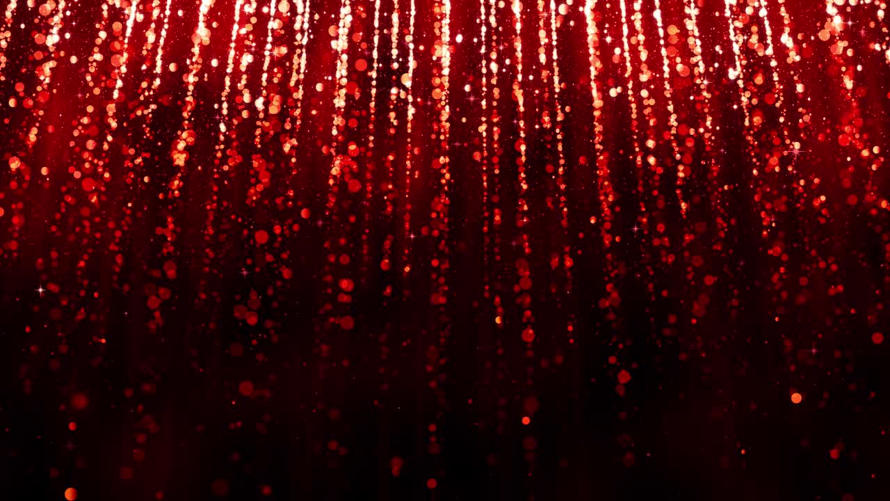 Background with falling particles of red gold glitter. Rain of red ...