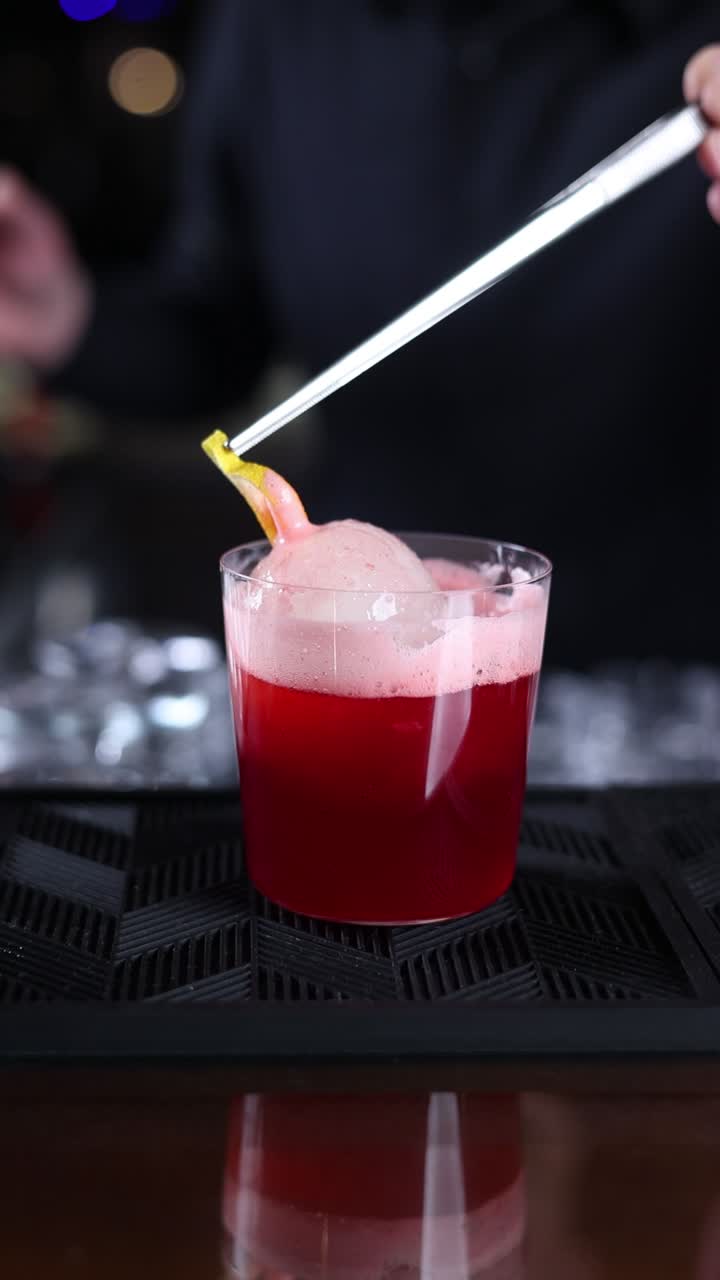 Red Cocktail at a Bar | Premium Stock Video Footage