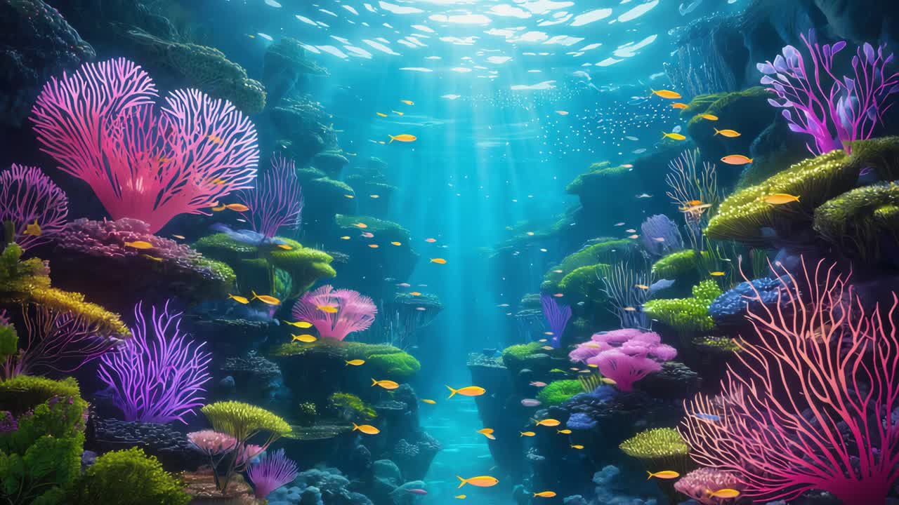 Colorful underwater coral reef scene with fish | Premium Stock Video ...