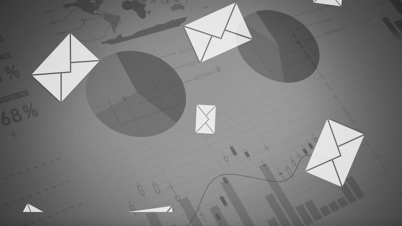 Message envelope and graphs | Premium Stock Video Footage