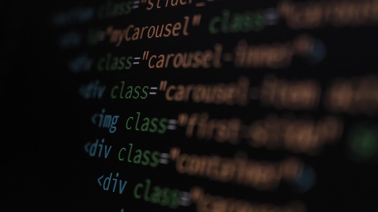 4k close-up shot html tag code on pc monitor scroll down Premium Stock ...