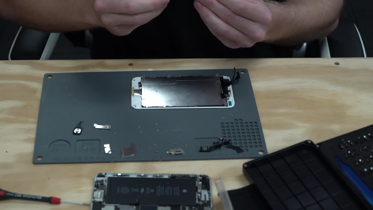 Man Repairing And Screwing New Apple IPhone Screen To Repair It Free ...