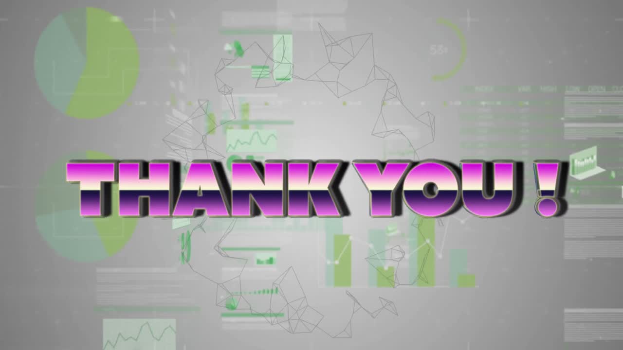 Premium stock video - Animation of thank you text over data processing ...