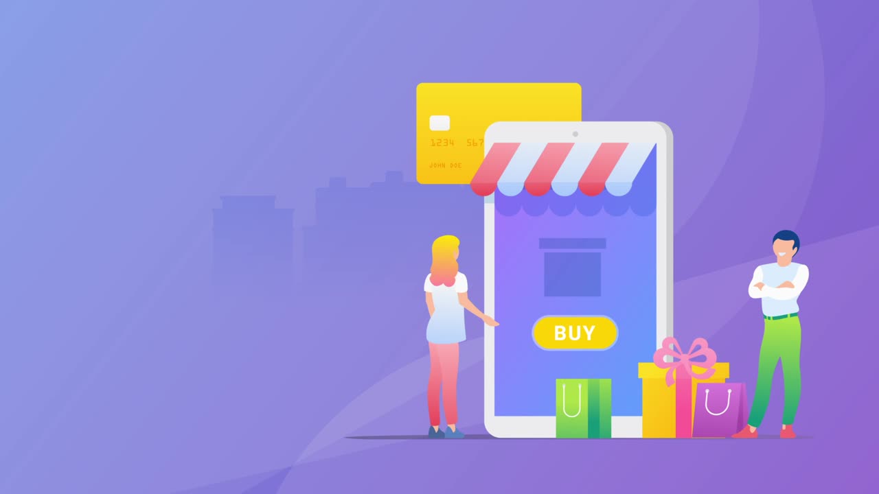 Premium stock video - Online shopping buying gifs online 2d flat ...
