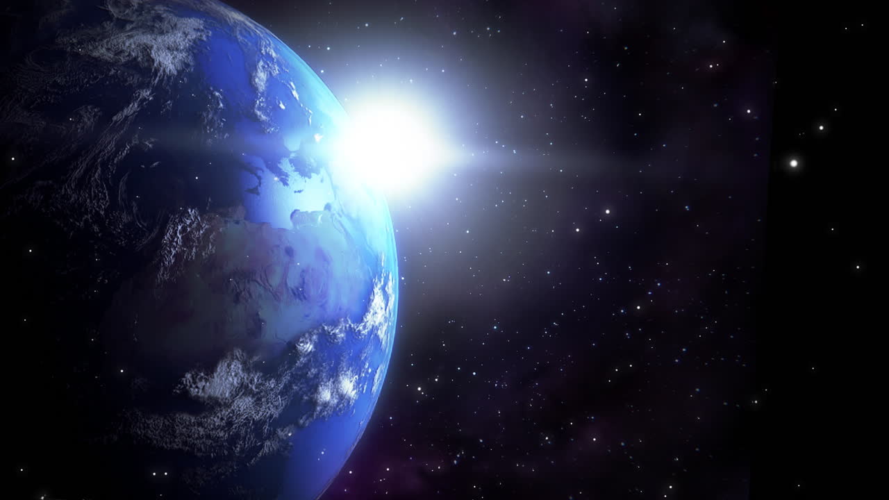 Intro Video Of Earth With A Light Source In Distance Blinking Depicting ...