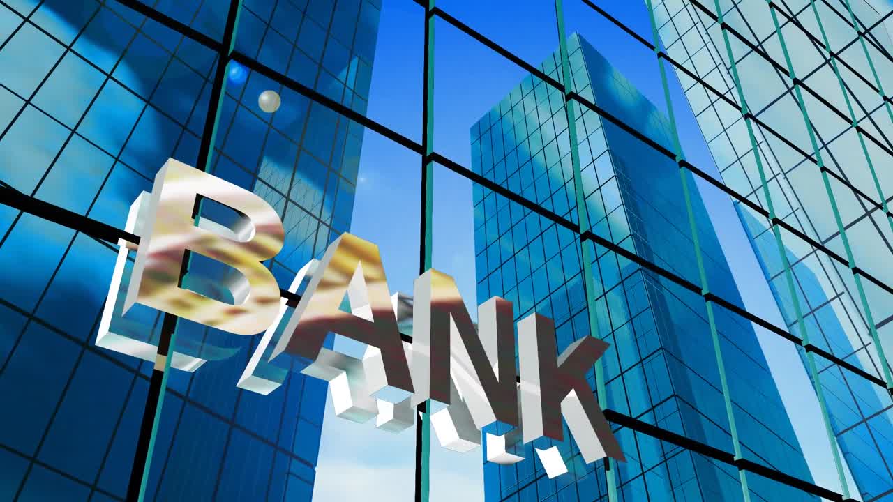 3d bank sign Premium Stock Video Footage