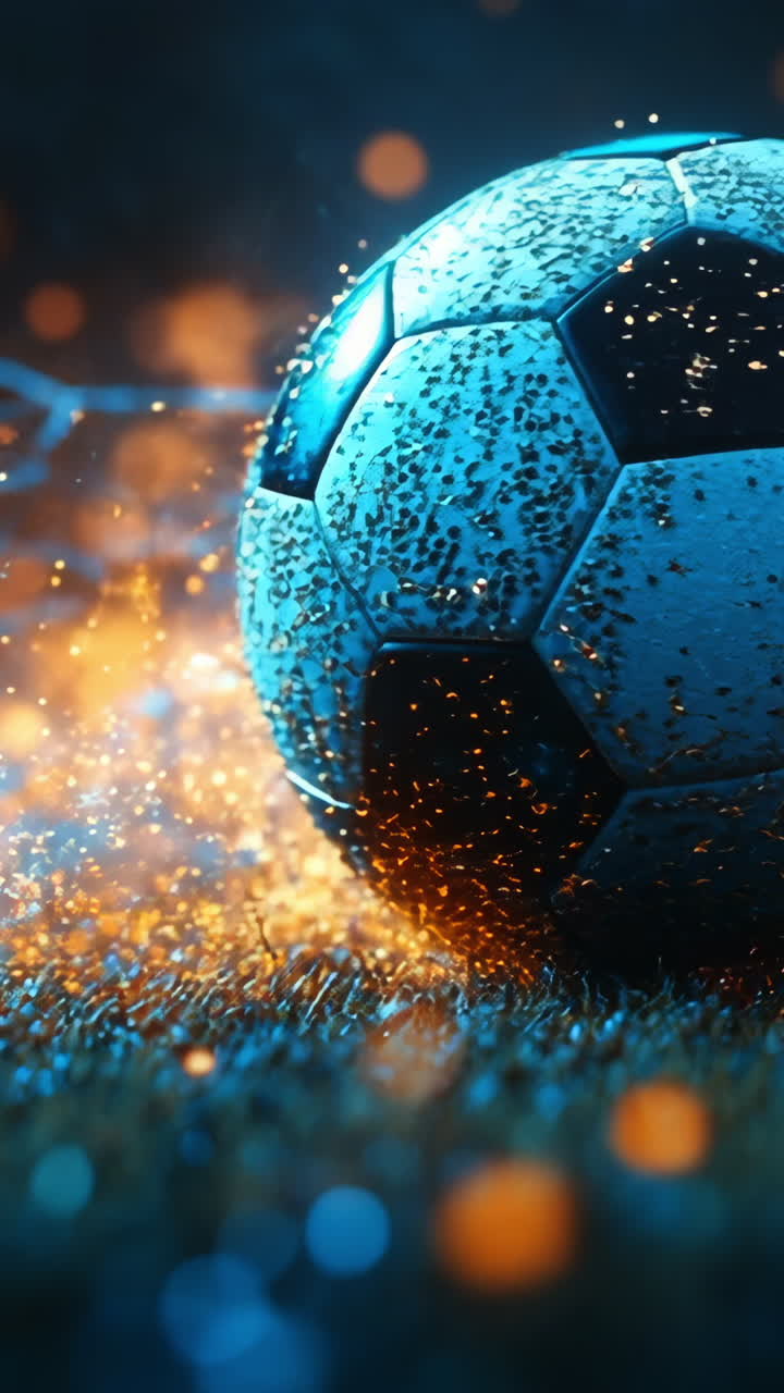 Soccer ball in motion towards goal. a soccer ball rolls towards the net ...