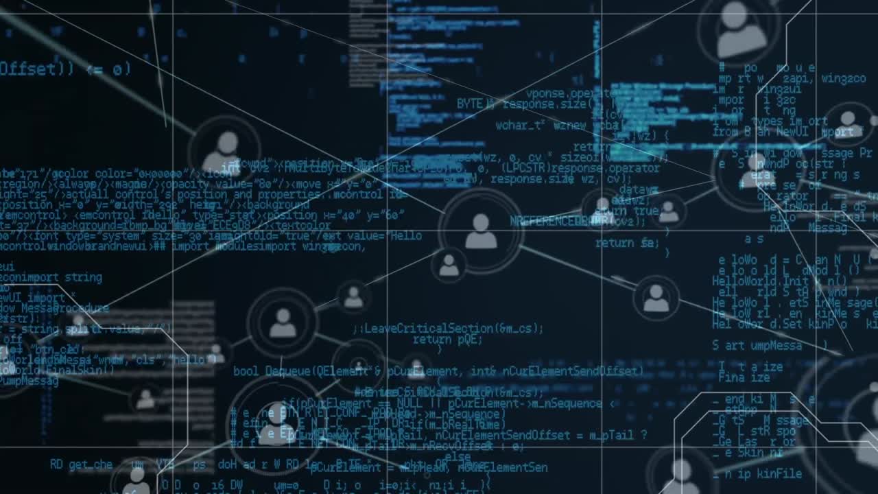 Profile Icons And Asymmetrical Lines With Program Codes In The Background Free Stock Video ...