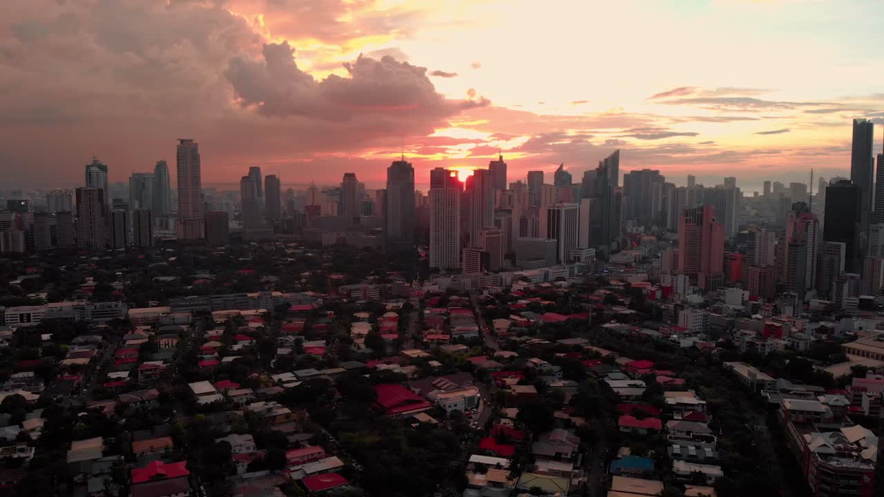 Skyline Sunset view on Poblacion, Makati | Premium Stock Video Footage
