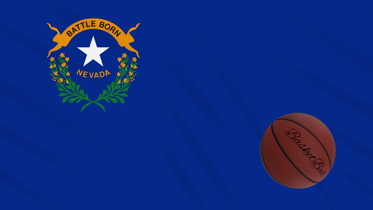 Nevada flag waving and basketball ball rotates, loop | Premium Stock ...
