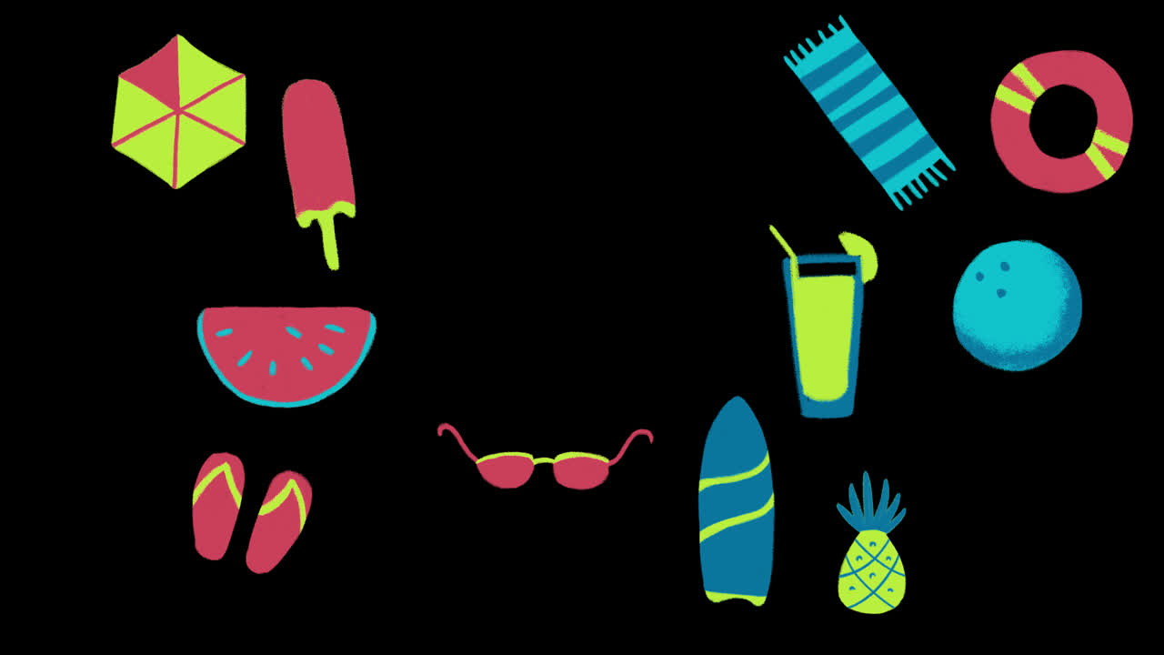 Premium stock video - Summer elements set loop animation video ...