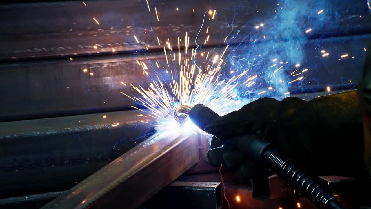 Welding metal structures | Premium Stock Video Footage