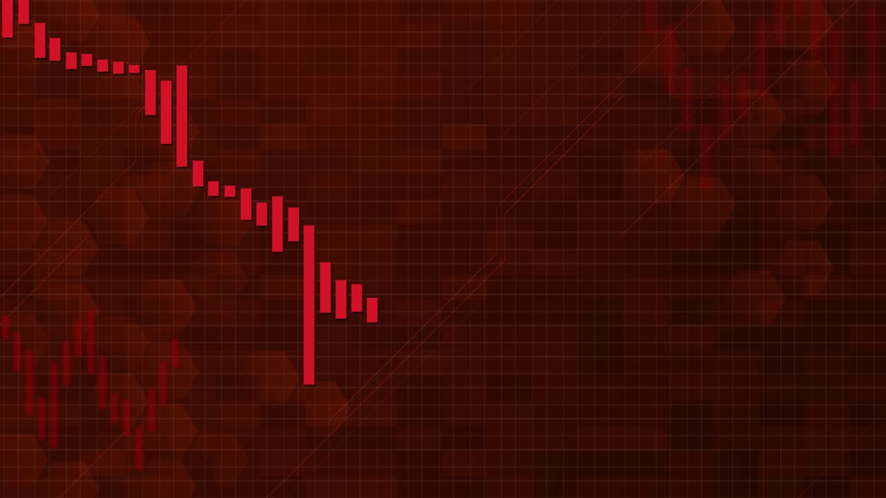 Red candlestick chart animation with grid background, illustrating ...