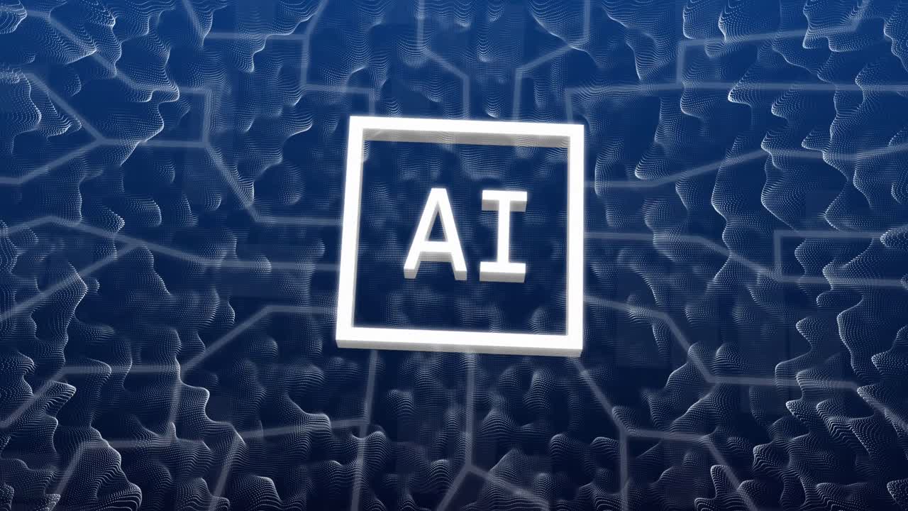 Animation of ai data processing with icons and network of connections ...