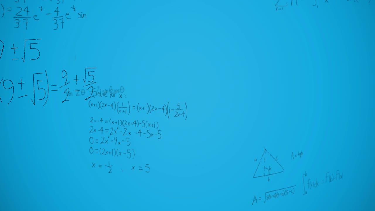 Animation of mathematical equations over blue background Premium Stock ...