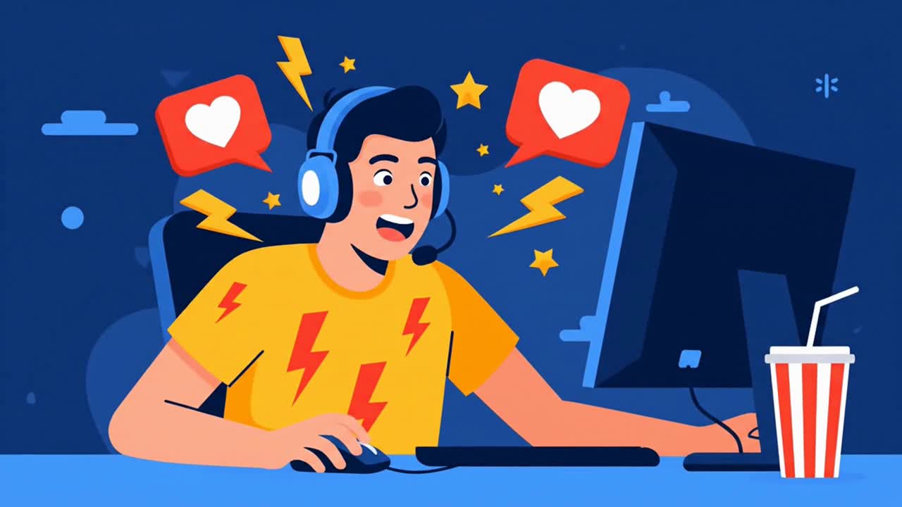 Excited young gamer playing online video games with a professional ...