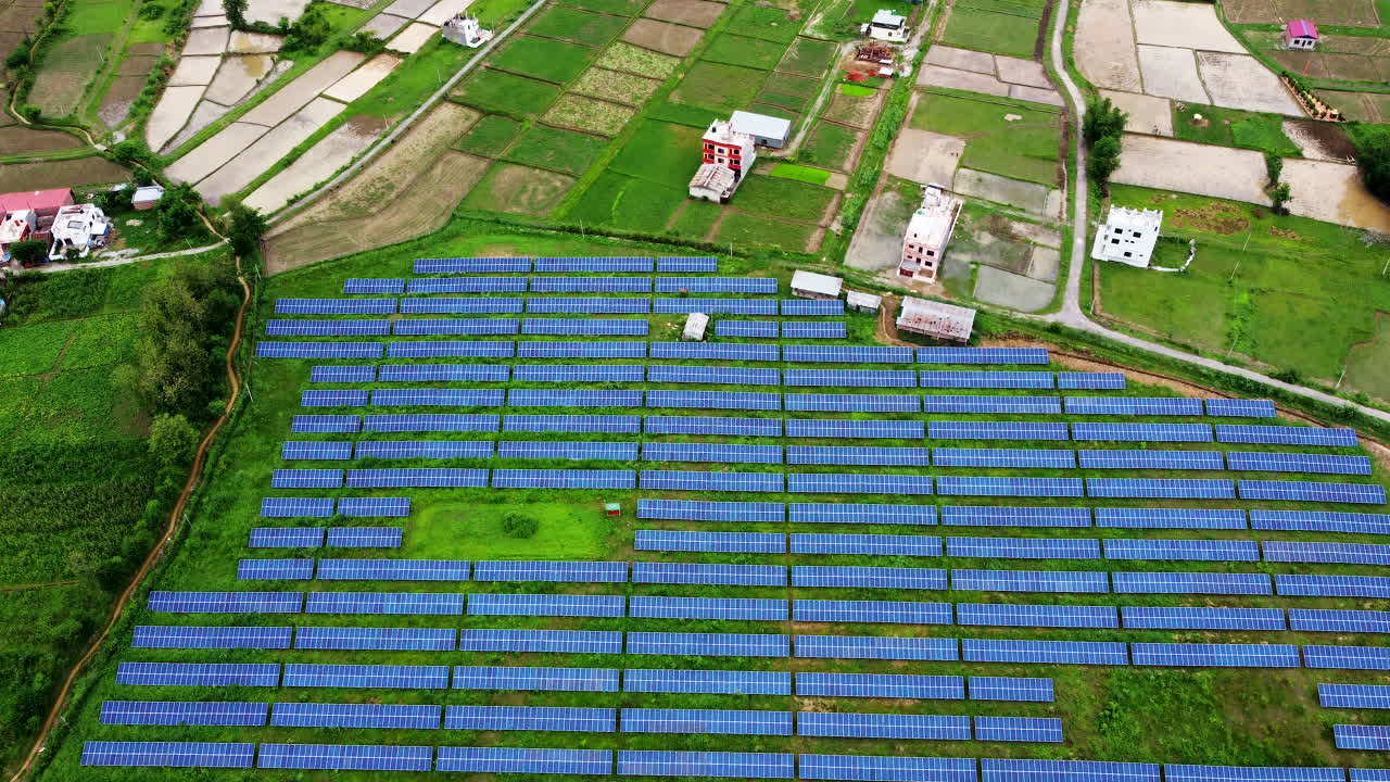 Solar Panels On An Energy Farm In A Rural Village Free Stock Video ...