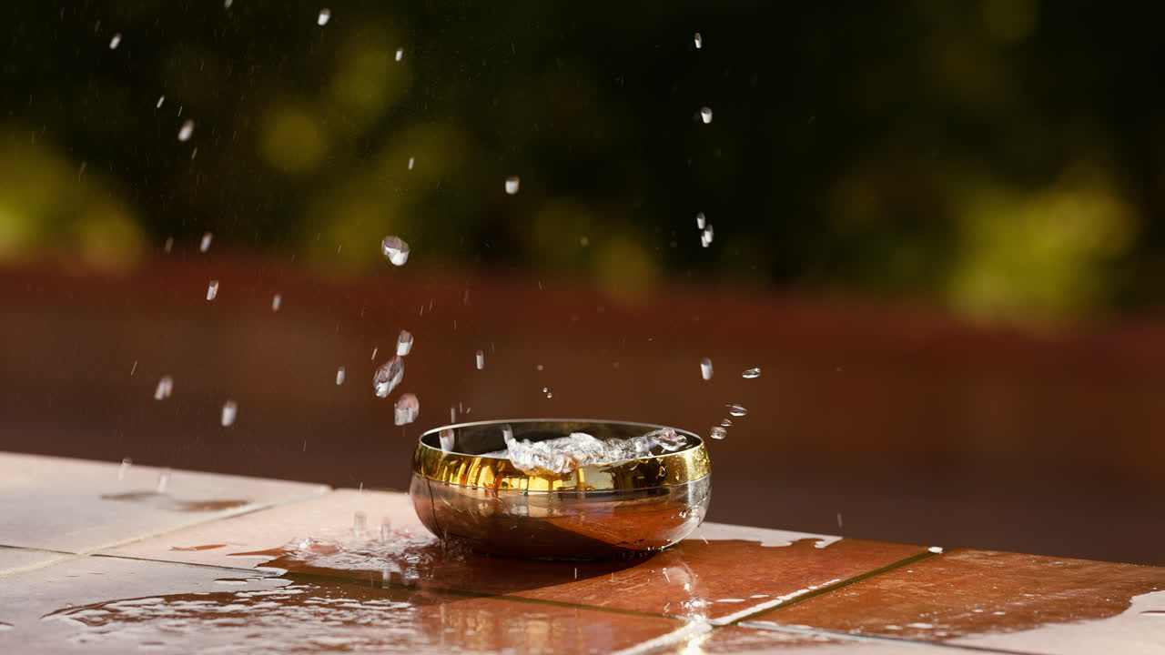 Premium stock video - Slow motion of water drops out of the bowl