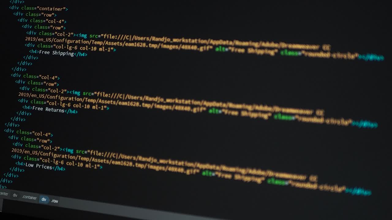 Developer is browsing html code on the computer screen Premium Stock Video Footage