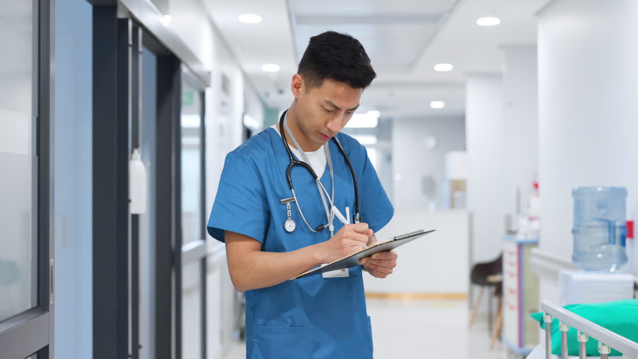 Premium stock video - Doctor, planning and writing in documents