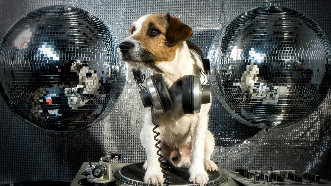 Premium stock video - Dog disco 4k 04