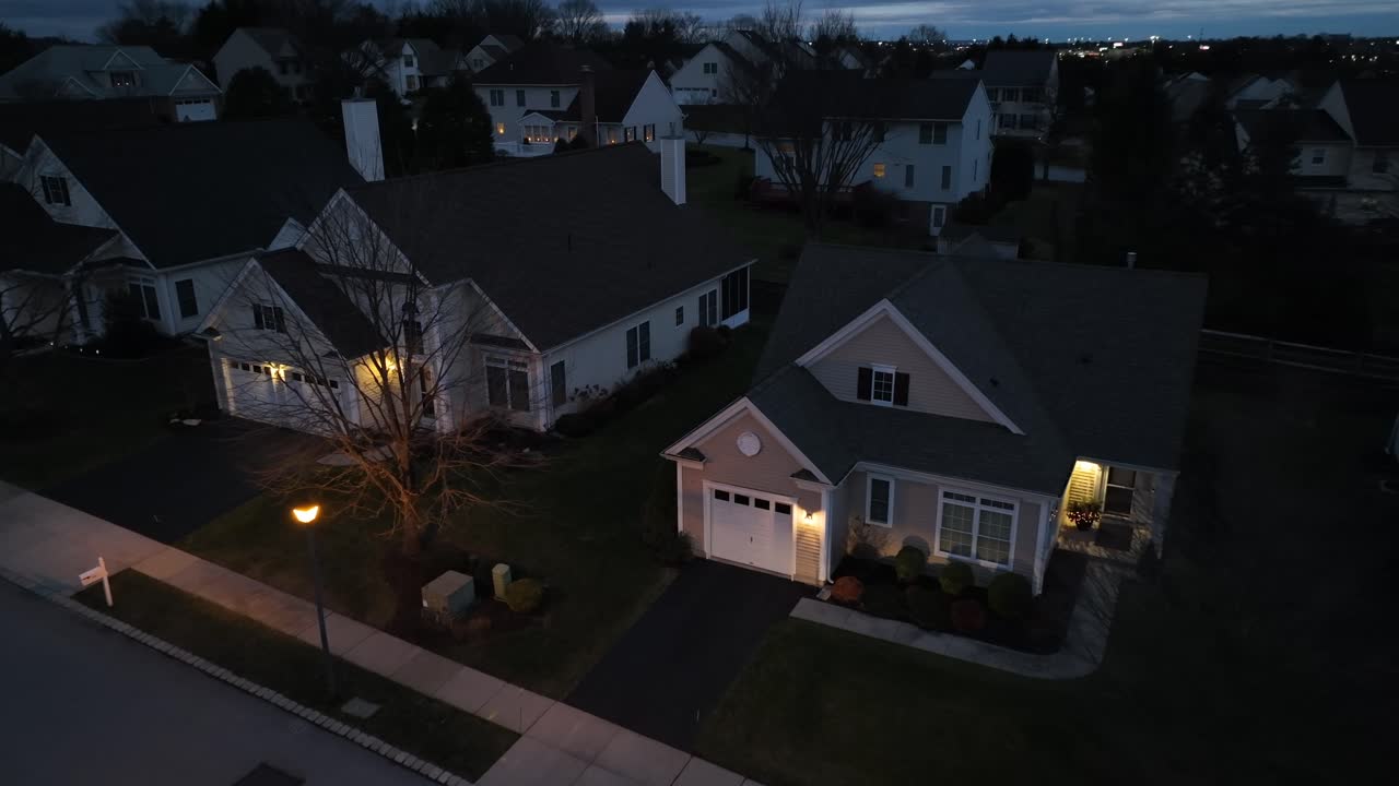 Premium stock video - Dark house in american neighborhood at night