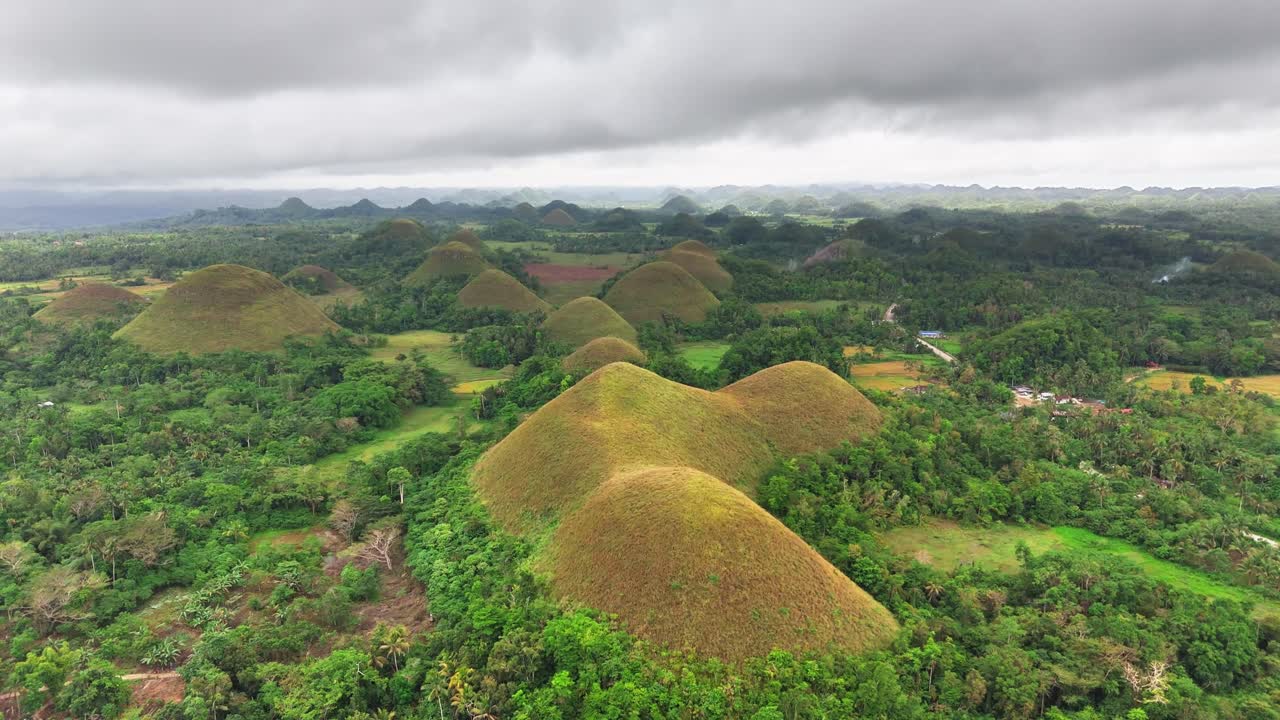 Drone shot of Chocolate Hills, a geological formation in Bohol ...