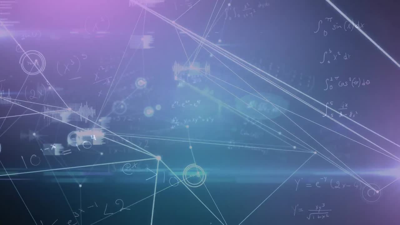 Mathematical equations over animate background. Premium Stock Video Footage