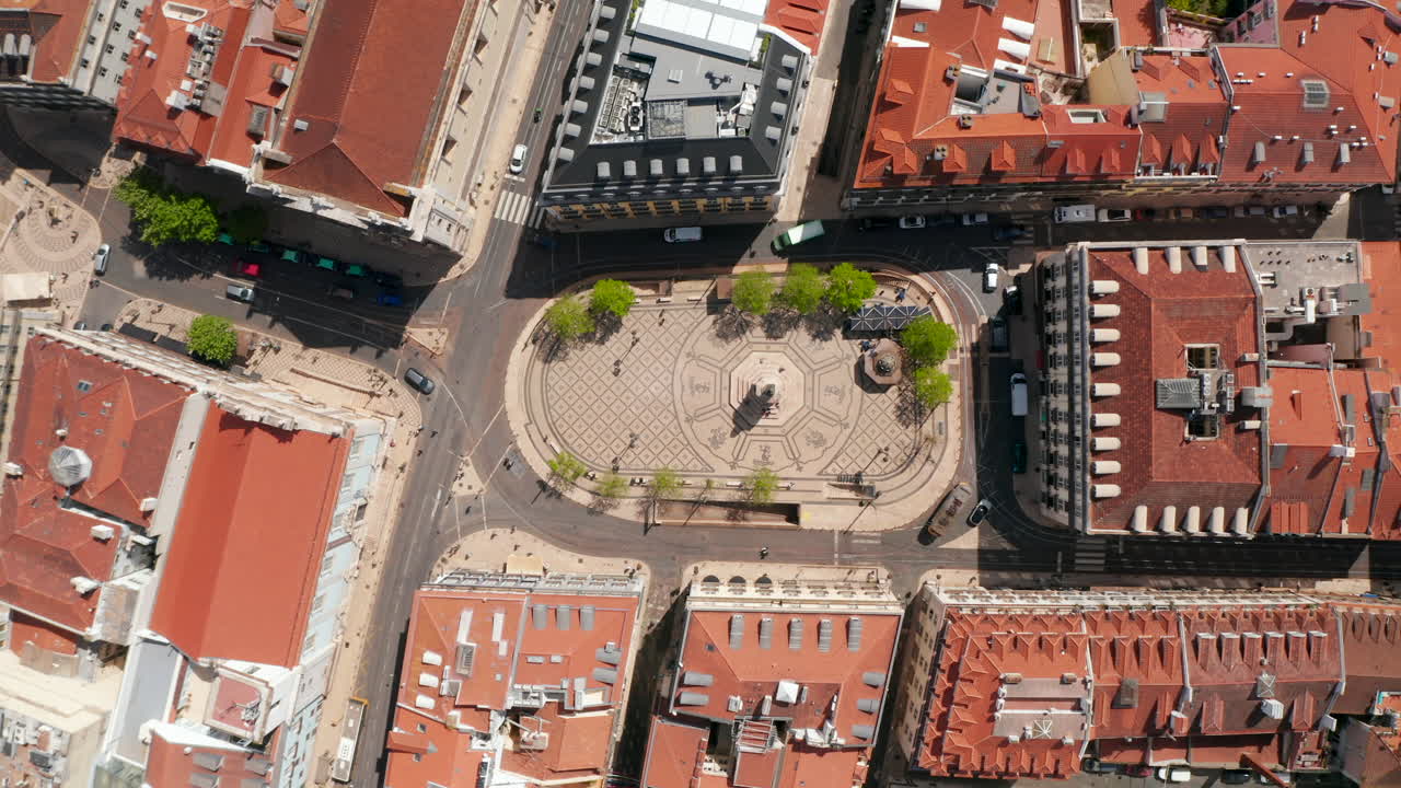 Overhead Aerial Top Down Birds Eye View Of Small Traditional Square ...
