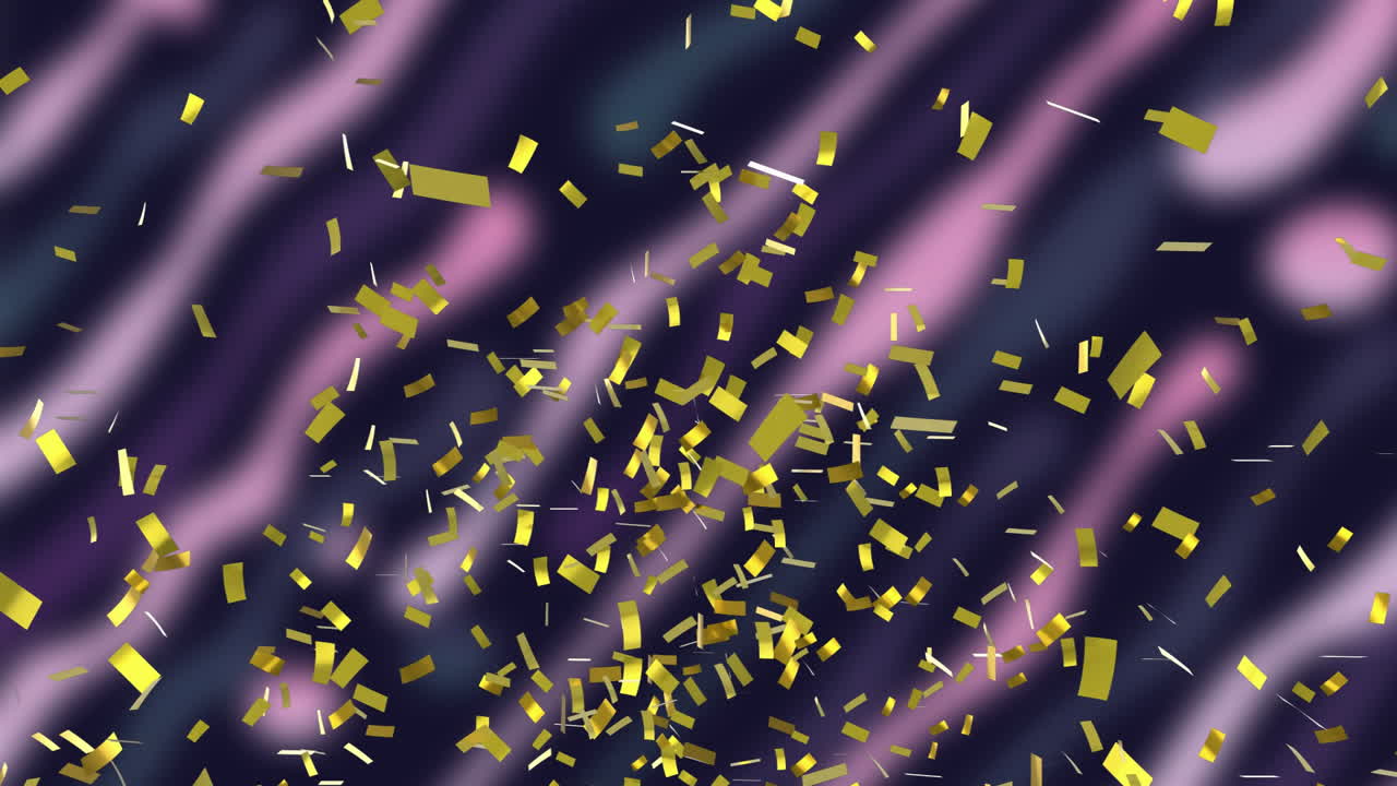 gold confetti falling animation over purple and black abstract ...