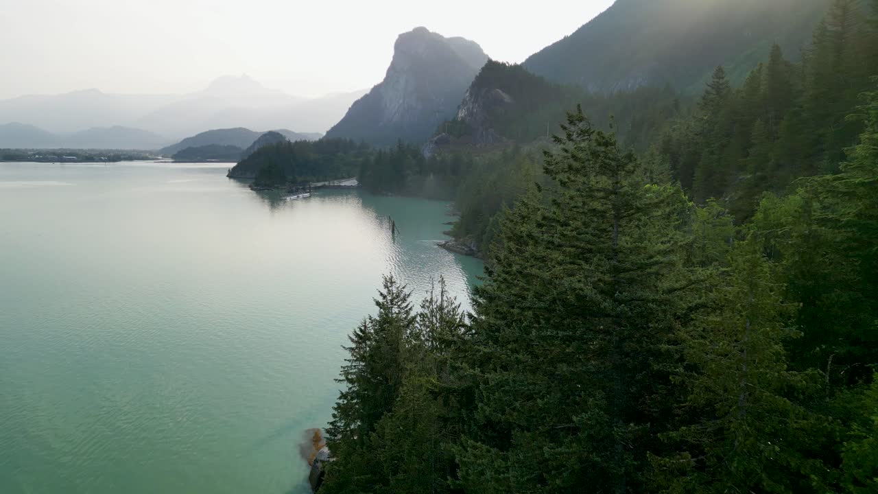 Premium stock video - Aerial view of howe sound coastline and stawamus ...