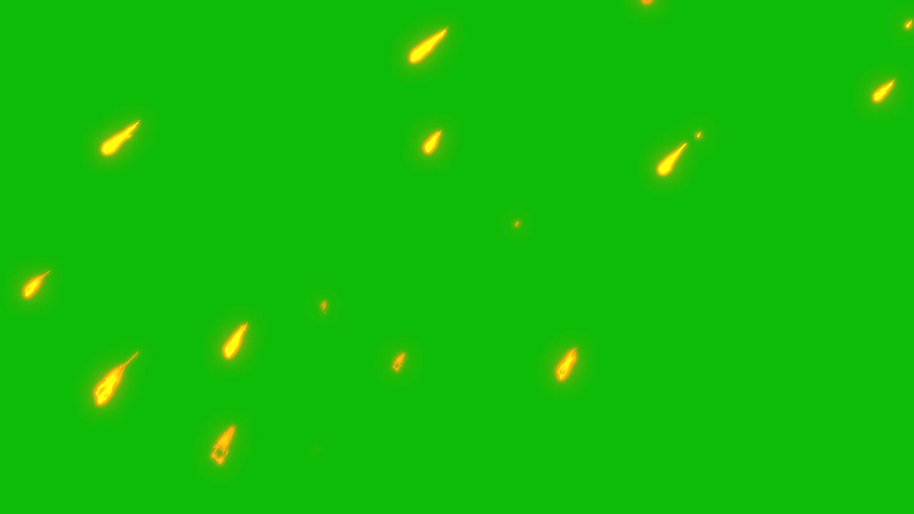 Premium stock video - Visual effects, vfx, fire rain falling on green ...