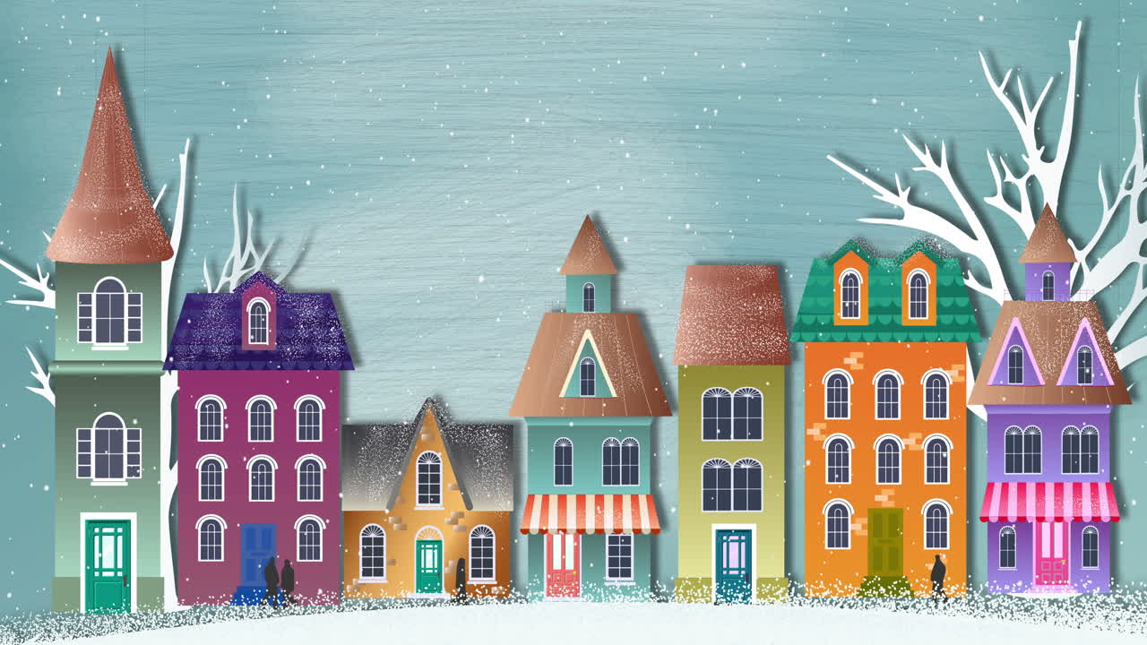 Animation of window and snow falling over winter landscape | Premium ...