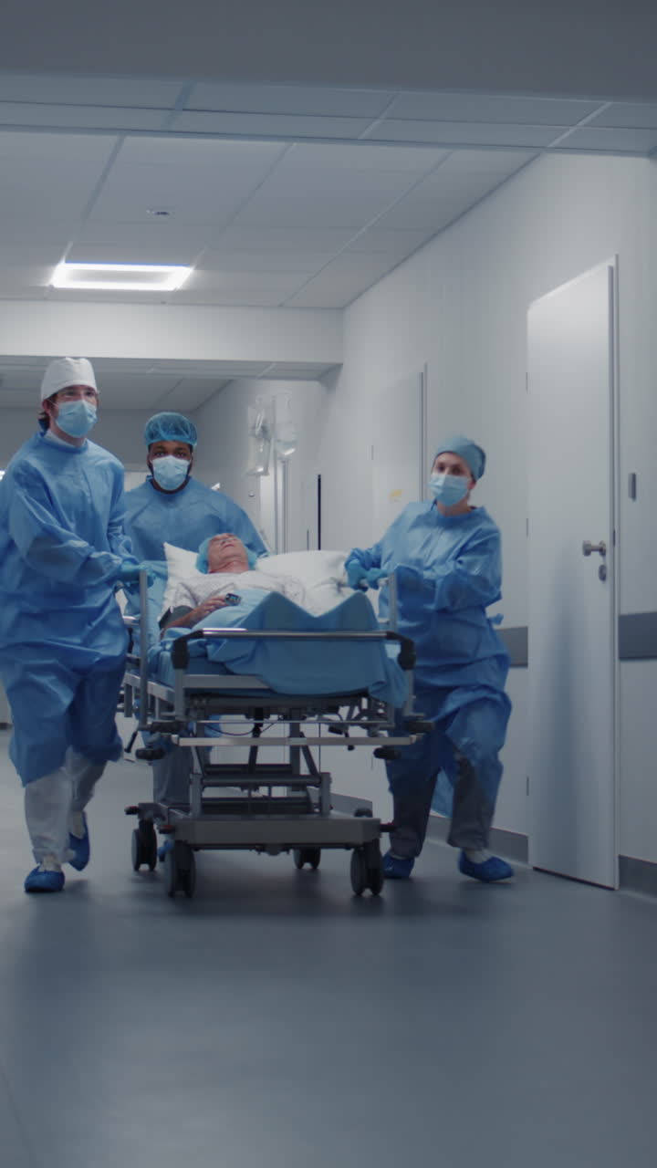 Doctors run and push gurney with injured patient 4k 2025 08 05 00 07 11 ...
