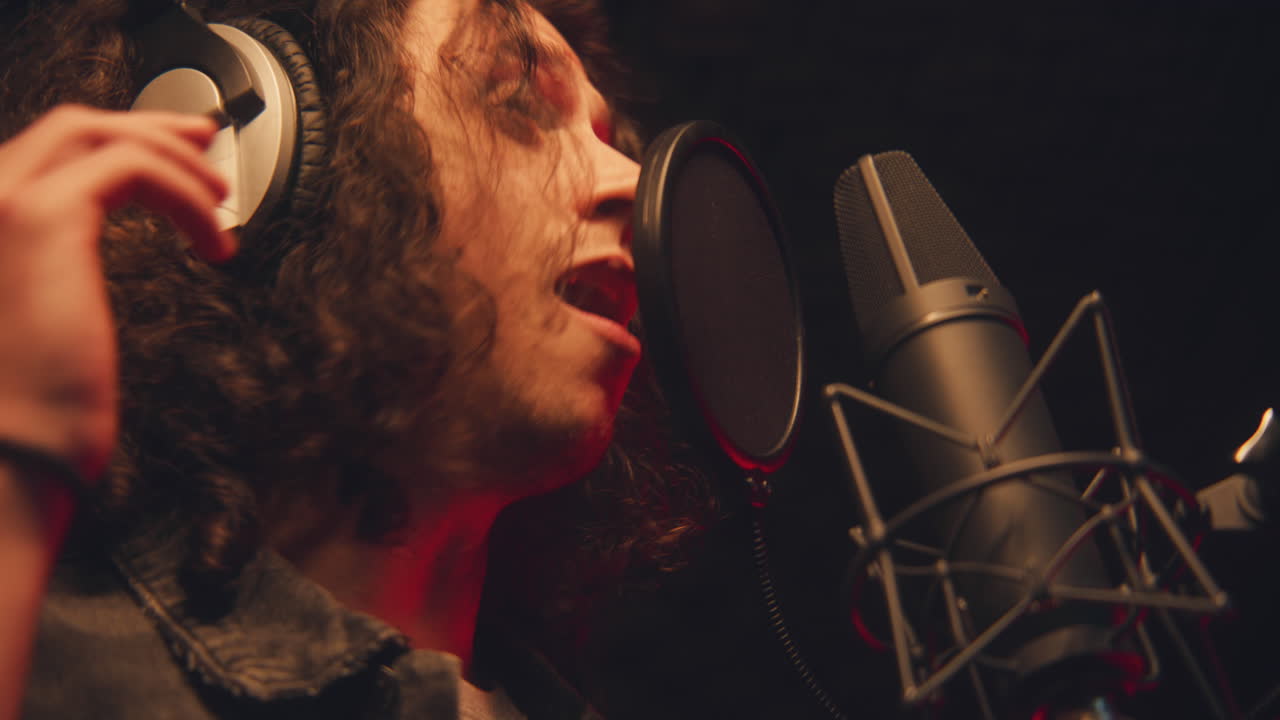 Premium stock video - Close up shot of male singer singing lyrical ...