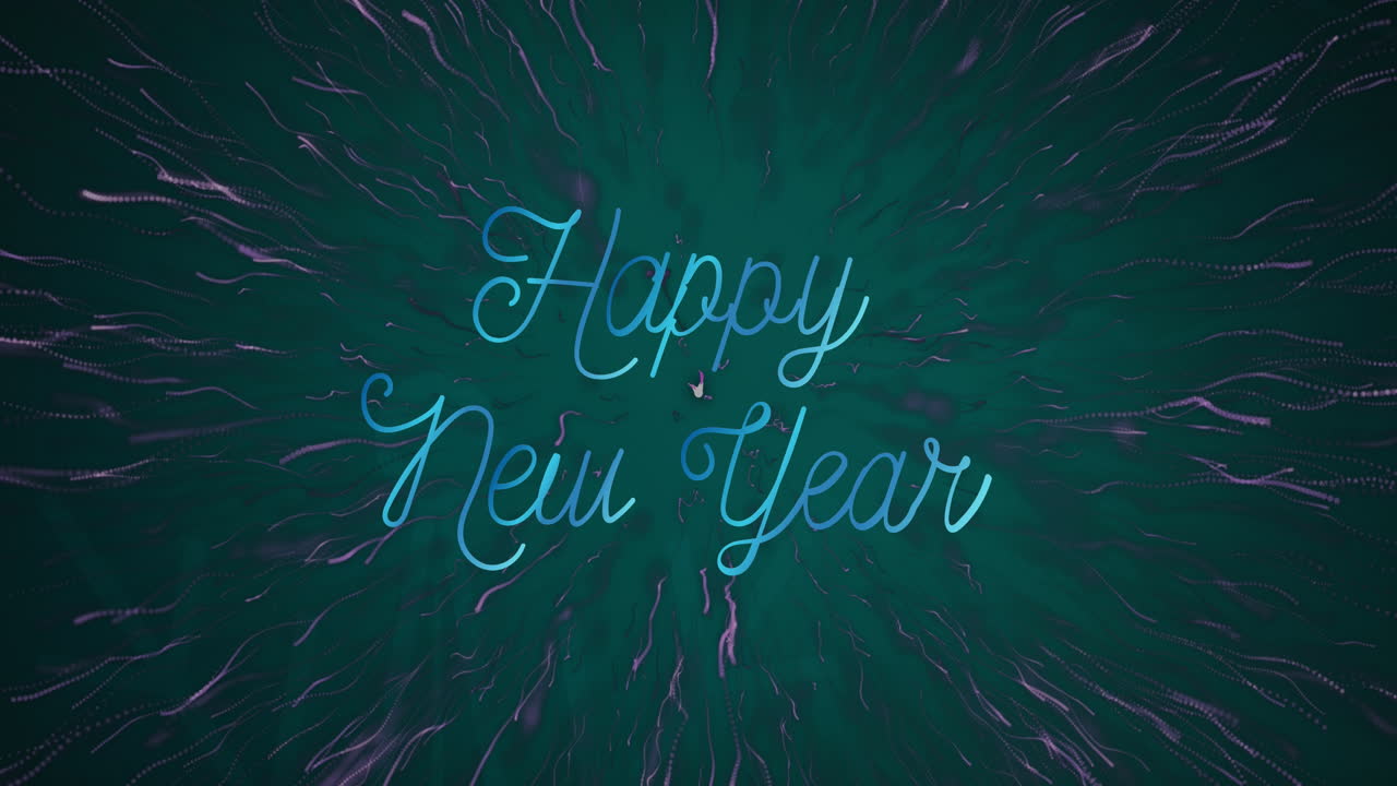 Animation of happy new year text over blue lines | Premium Stock Video ...