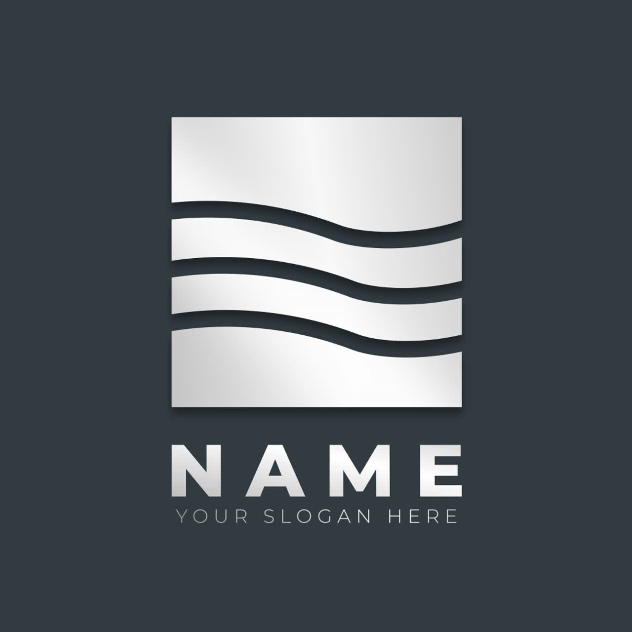 Silver Square Logo with Waves | Free Stock Video Footage
