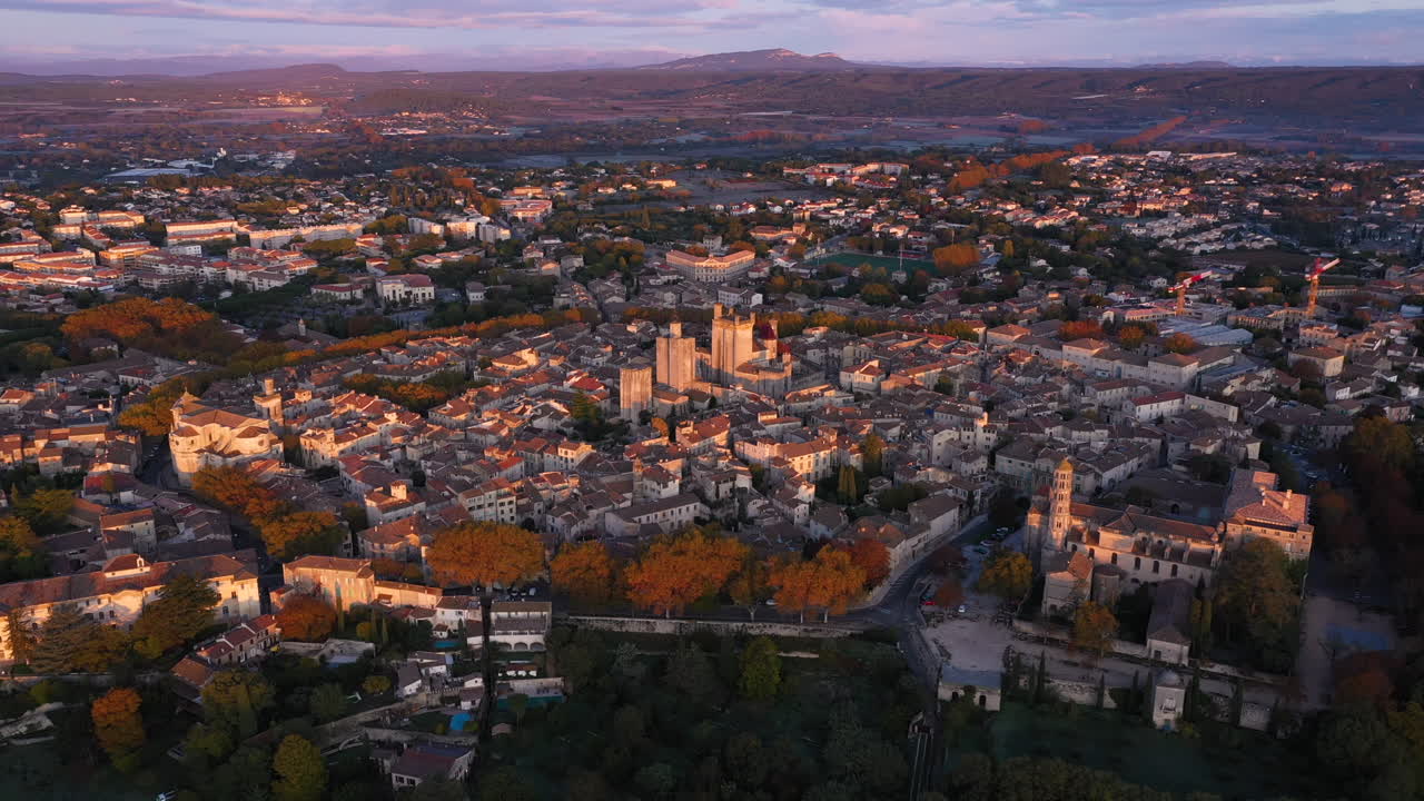 Free stock video - Uzès and his surroundings early morning aerial shot ...