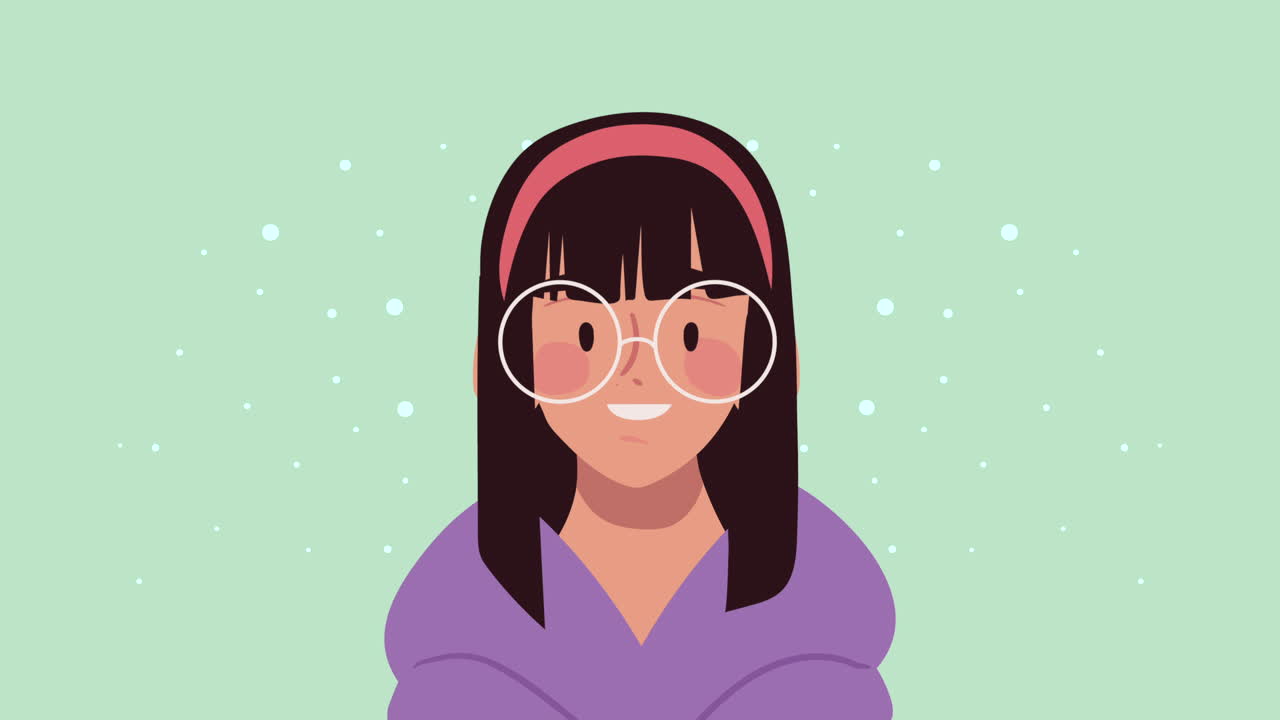 Woman wearing eyeglasses character animation | Premium Stock Video Footage
